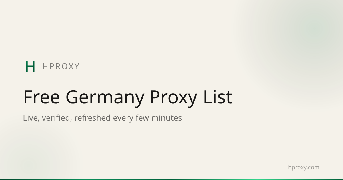 Free Germany Proxy List — Live & Verified | HProxy